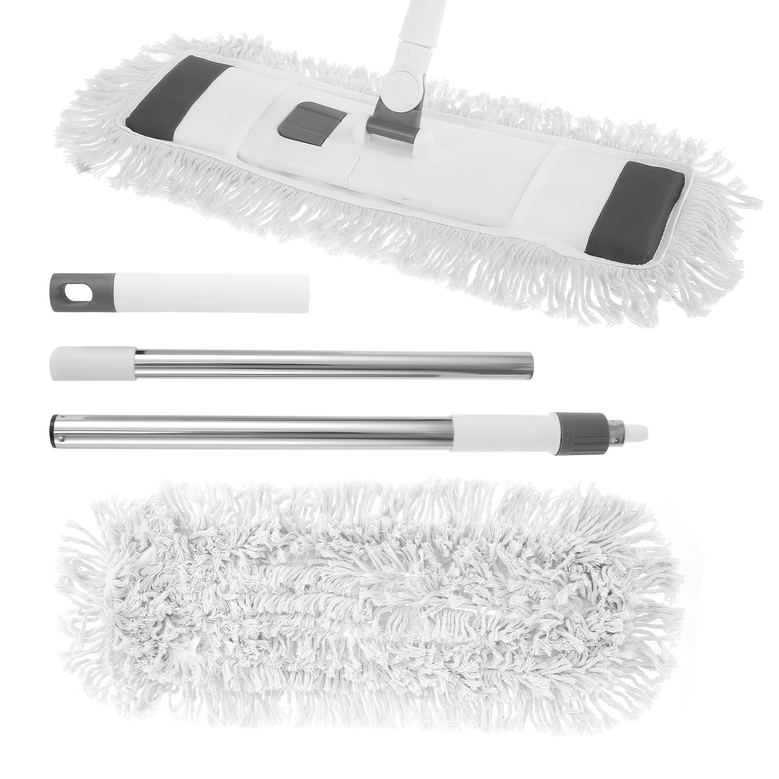 Ikoopy Dust Mop with 125cm Long Handle and 2 Mop Pads Commercial Duster ...