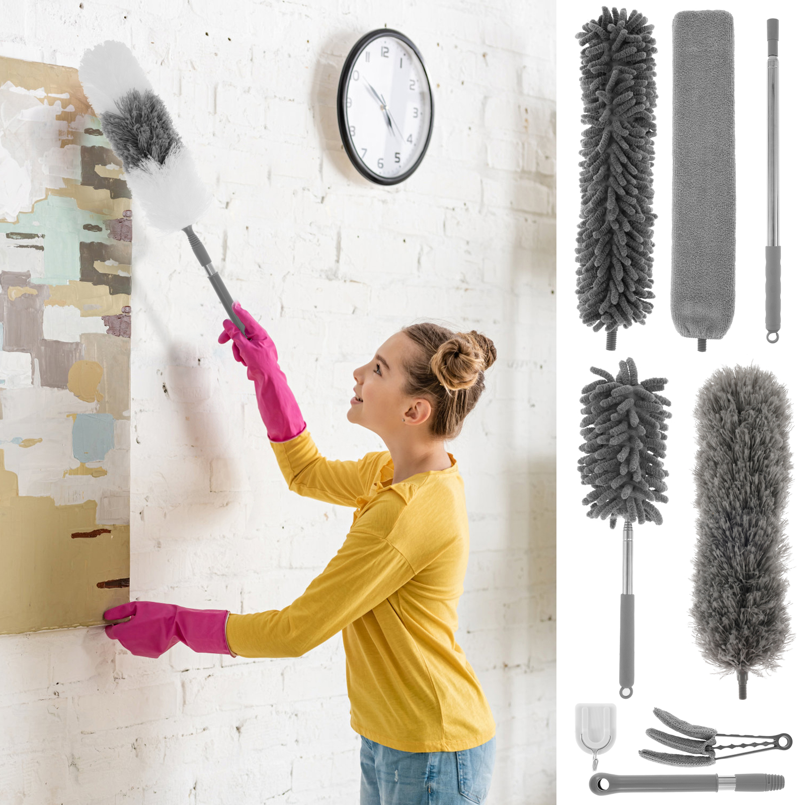 Ikoopy Dusters for Cleaning Soft Microfiber Duster with Extension Pole ...