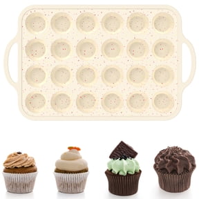 Nonstick Small Silicone Mini Muffin and Cupcake Baking Pan, 24-Cup Cake ...