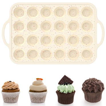Nonstick Small Silicone Mini Muffin and Cupcake Baking Pan, 24-Cup Cake ...