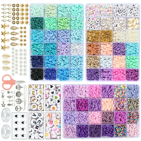 Duety 10676Pcs Clay Beads Bracelet Making Kit 72 Colors Flat Round Clay ...