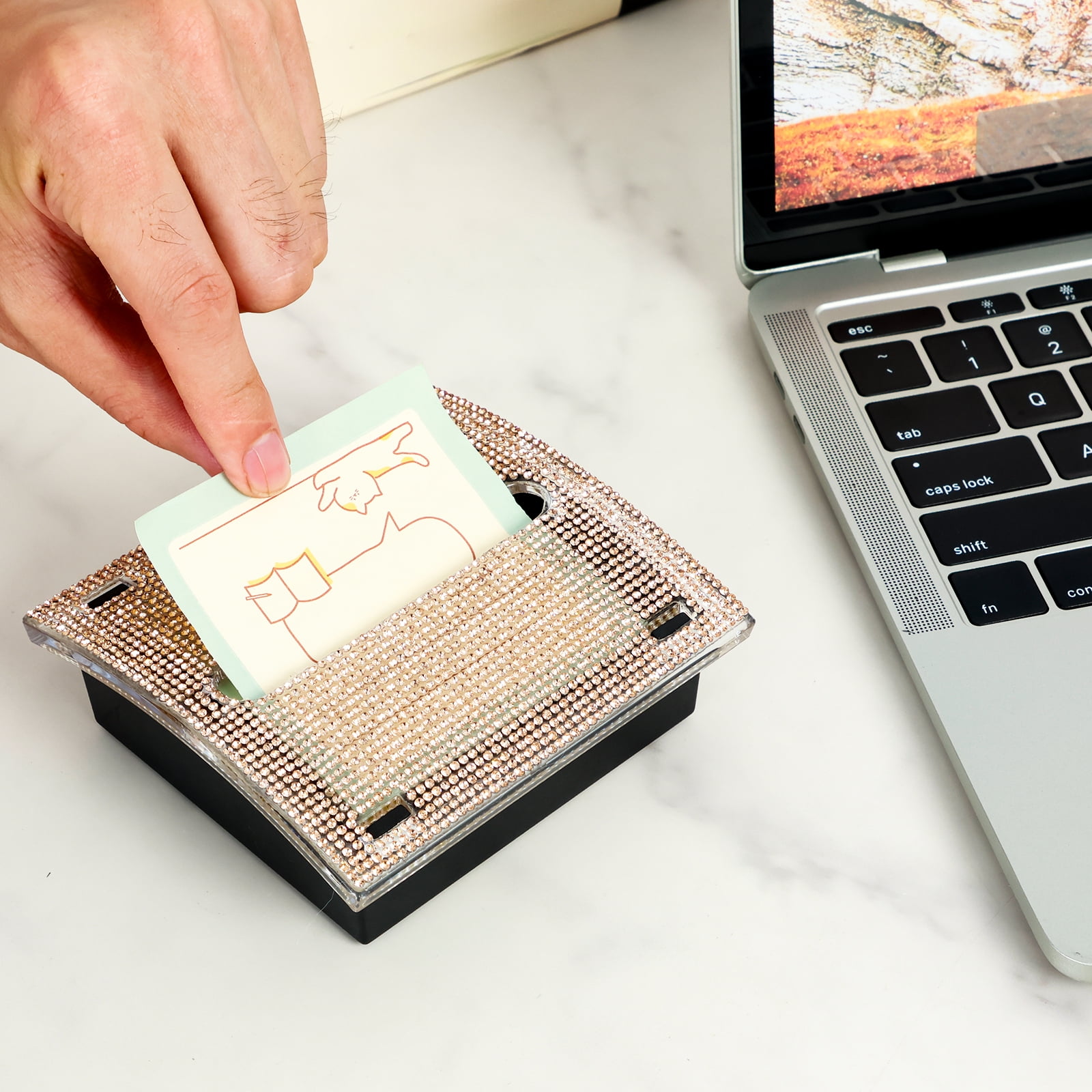 Ikoopy Rhinestone Memo Note Holder Pop Style Shiny Memo Pad Dispenser ...