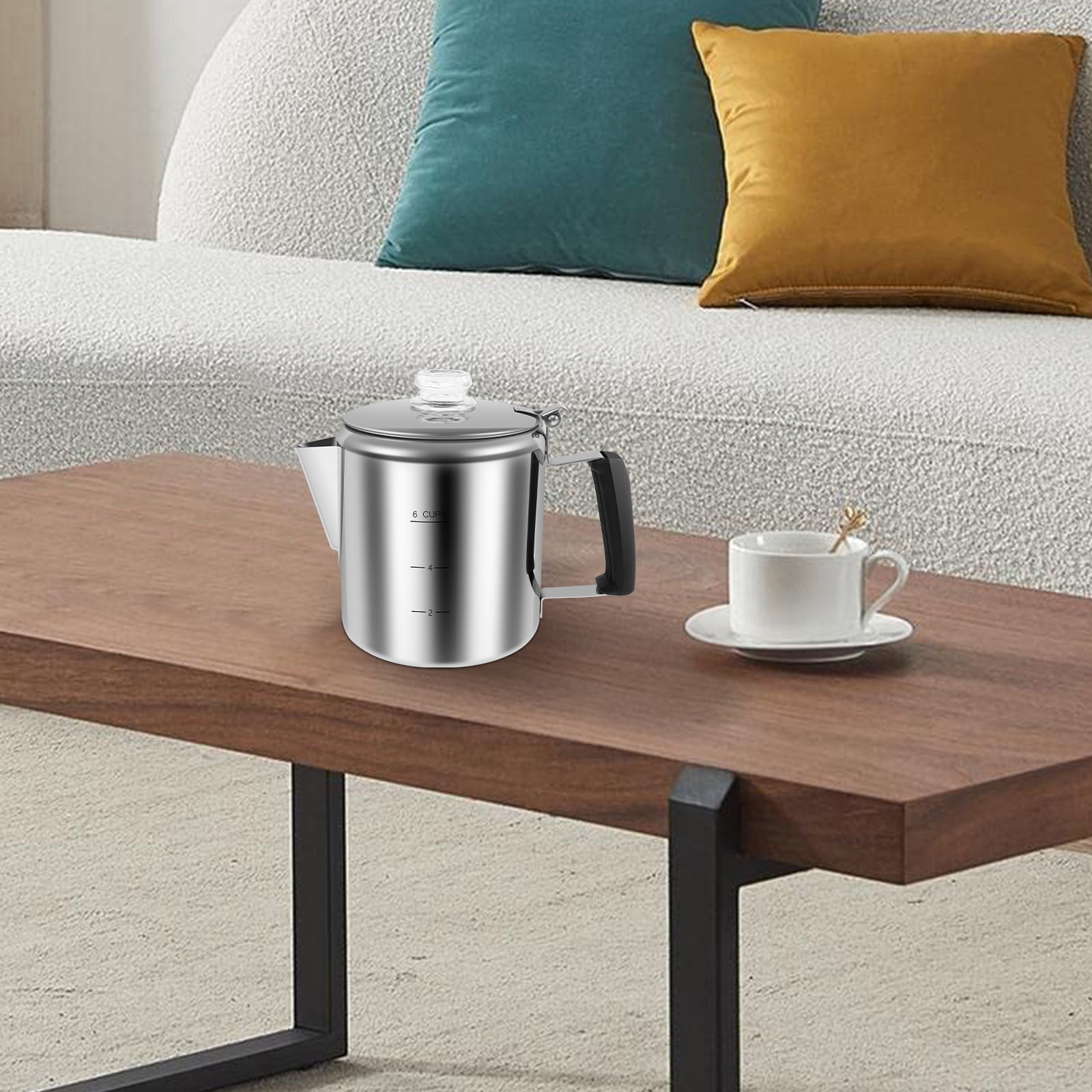 Ikoopy Stainless Steel Coffee Percolator Camping 6 Cup Portable Coffee ...