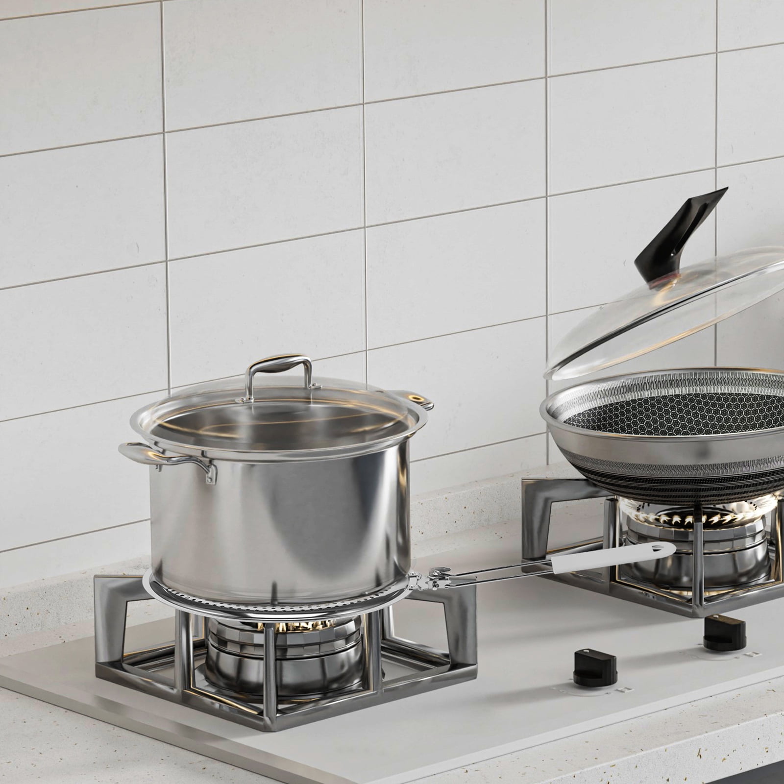 Ikoopy Stainless Steel Heat Diffuser with Handle Even Heat Flame ...