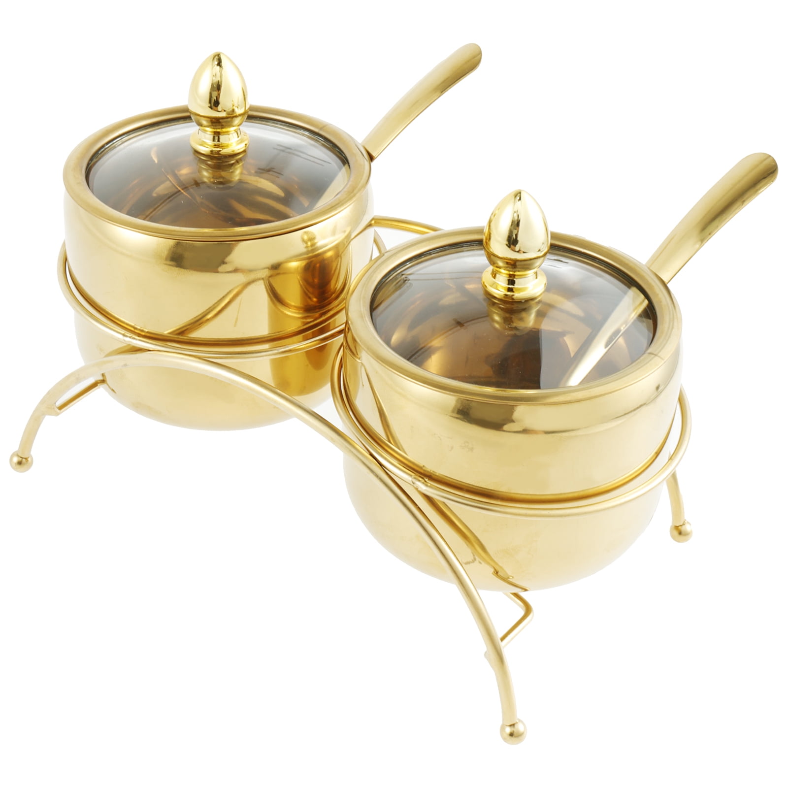 Ikoopy Stainless Steel Sugar Bowl Set with Clear Glass Lid Bracket ...