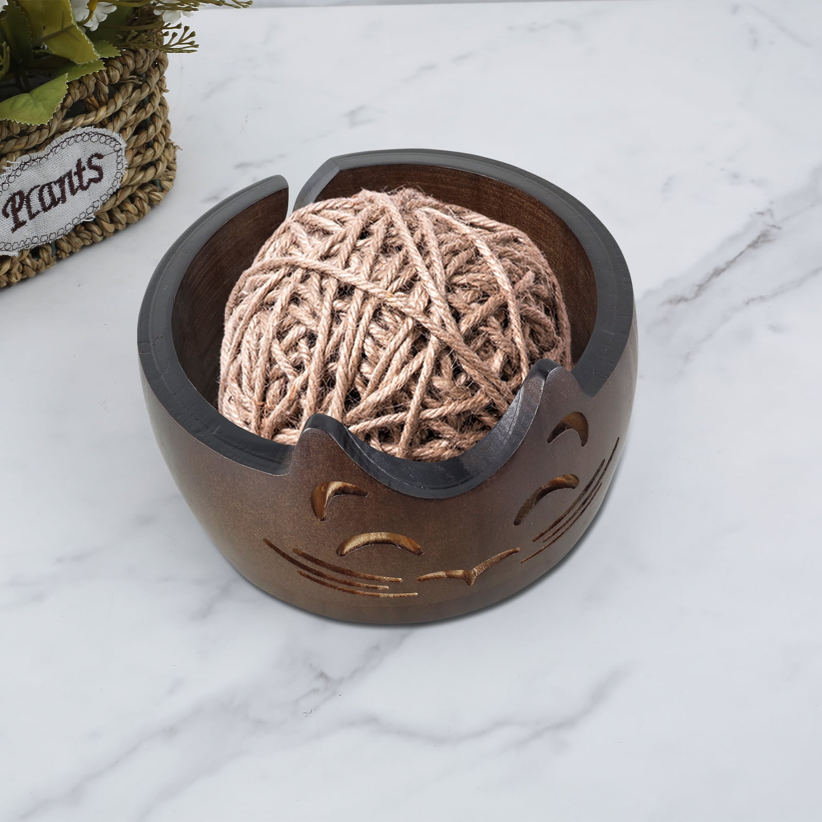Ikopy Wooden Yarn Bowl Pine Wood Crochet Bowl Holder Weaving Thread ...