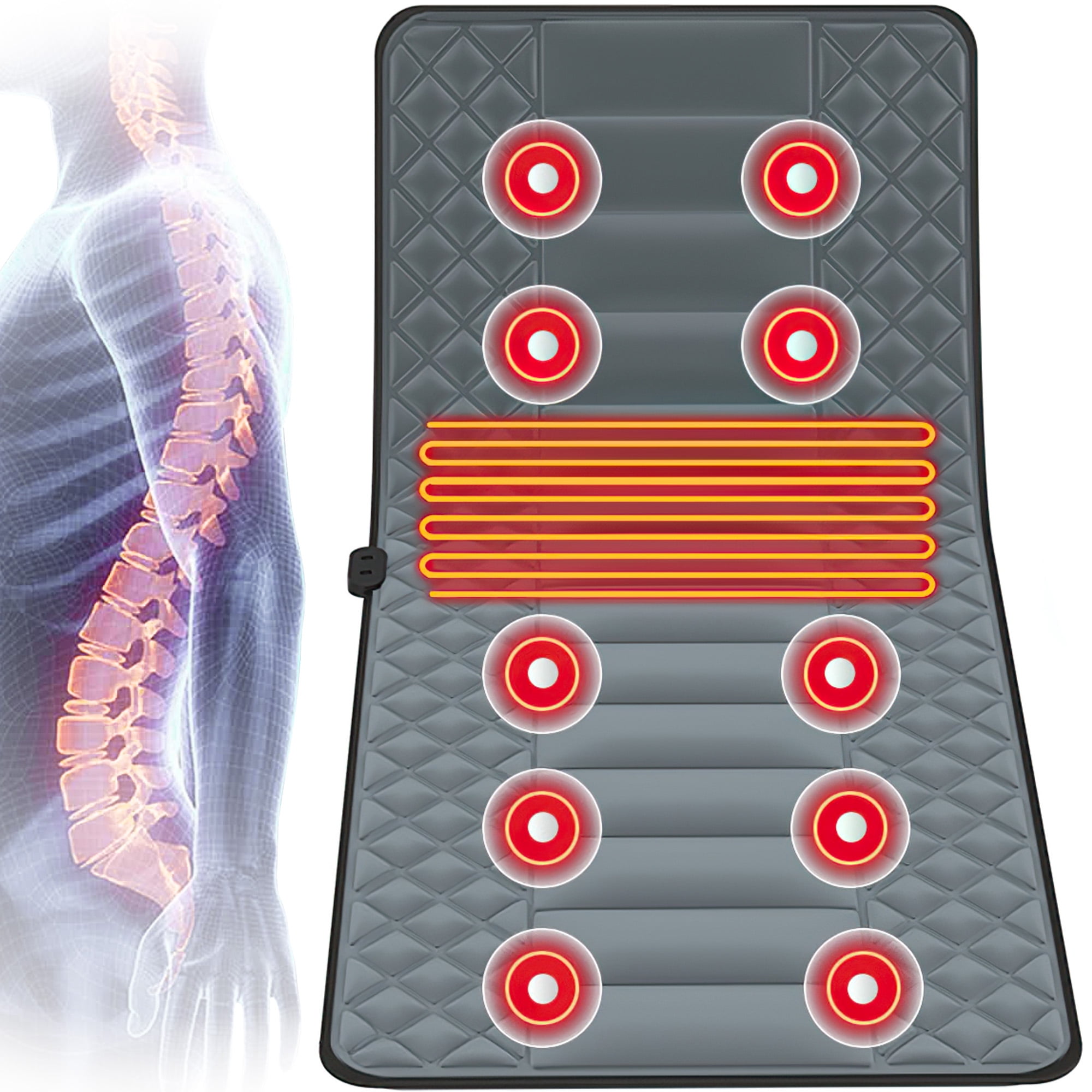 Ikristin Full Body Shiatsu Massage Mat with Heat - 10 Vibration Motors ...