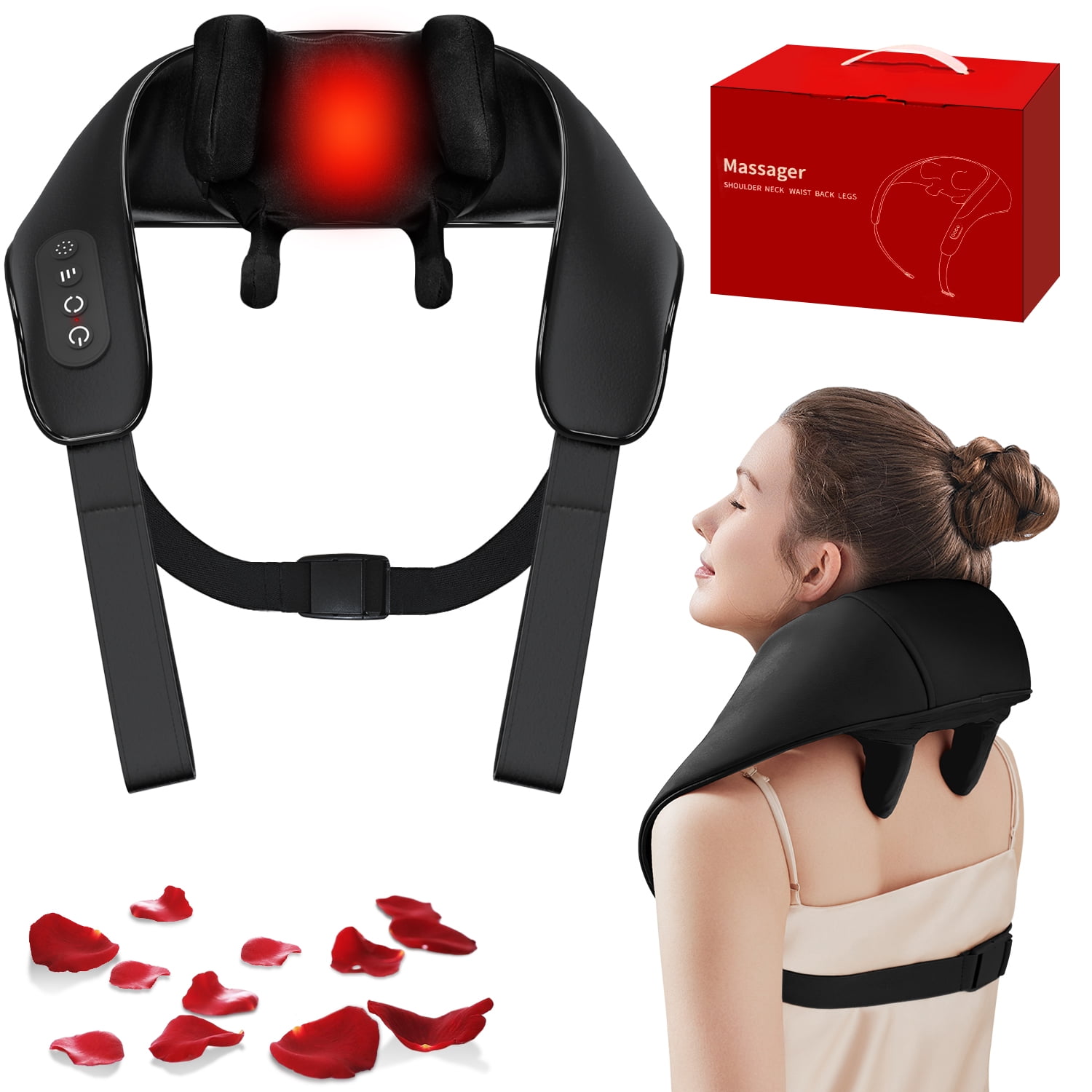 Ikristin Neck Massager with Heat, Cordless Shoulder Massager, 4D Deep ...