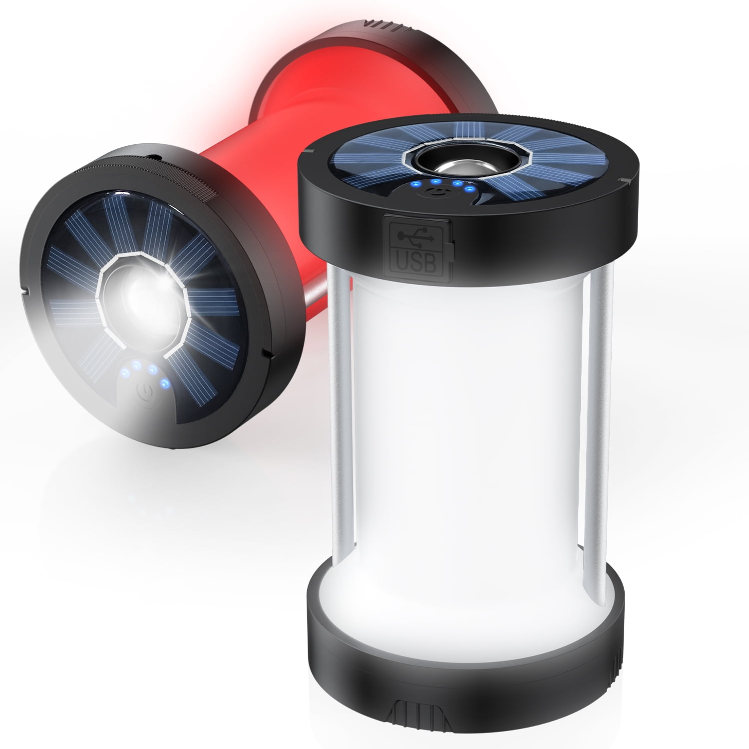 iKristin Solar Camping Lantern, IPX5 Waterproof, Rechargeable Lantern ...