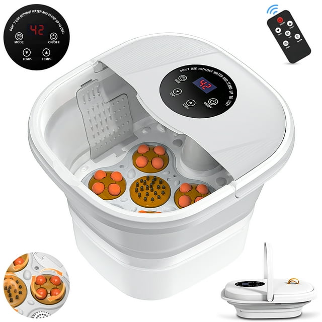 Ikristin Collapsible Foot Spa Bath Massager with Heat, Bubble, Remote ...