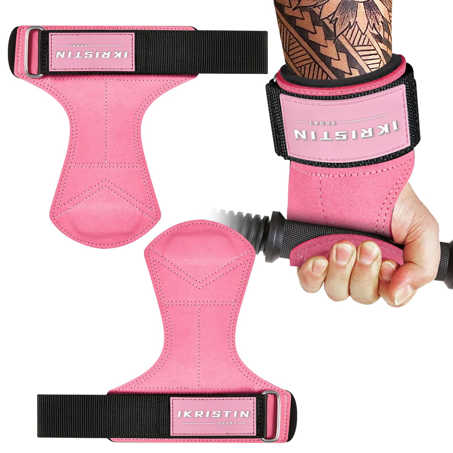 Ikristin Weight Lifting Wrist Strap, Double Layer Leather Weightlifting ...