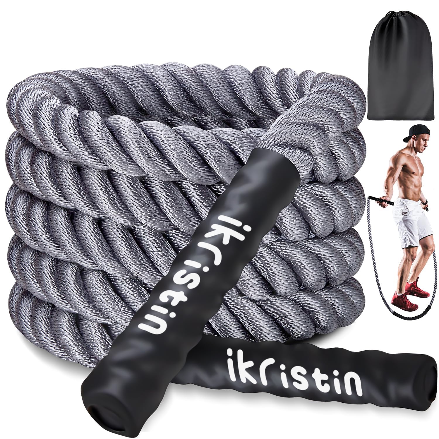 Ikristin Weighted Jump Ropes for Men women, 2lb Heavy Skipping Rope for ...