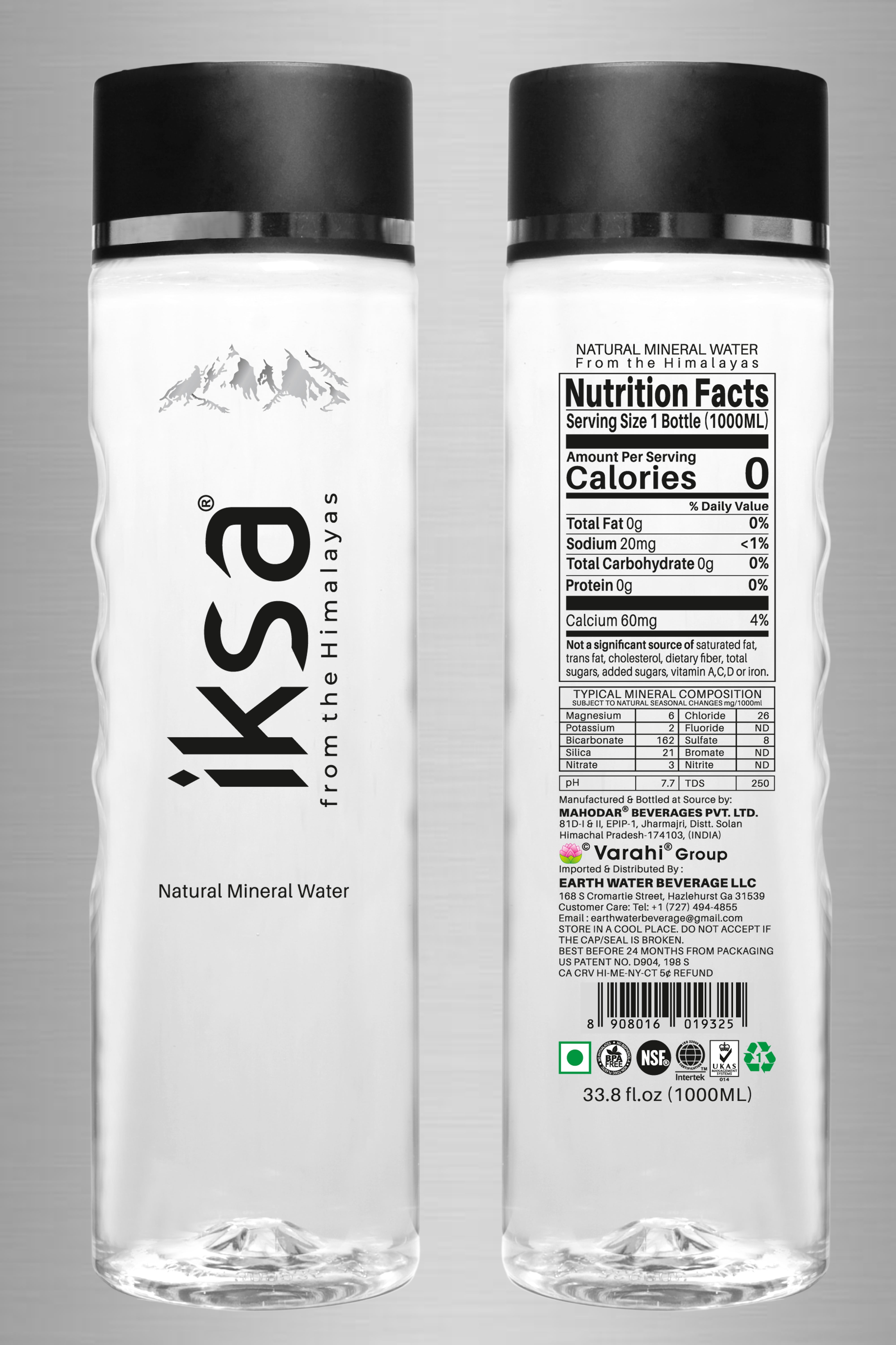 IKSA Mineral Water, 1 Liter Bottle, 12 Pack, Alkaline pH 7.8, From ...