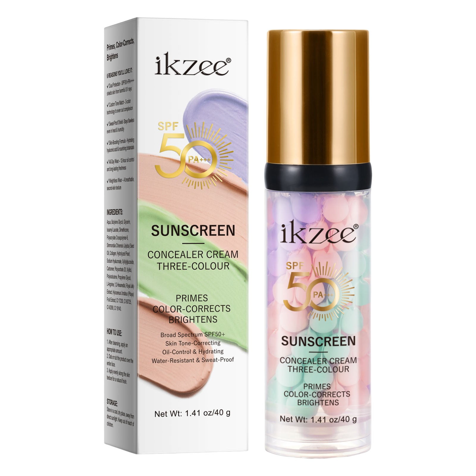 Ikzee 3-In-1 Color Correcting Sunscreen Primer 40G - Spf 50+/Pa ...