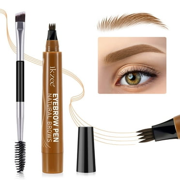Eyebrow Pen for Women with 4 Fork Tip & Spoolie Brush for Natural ...