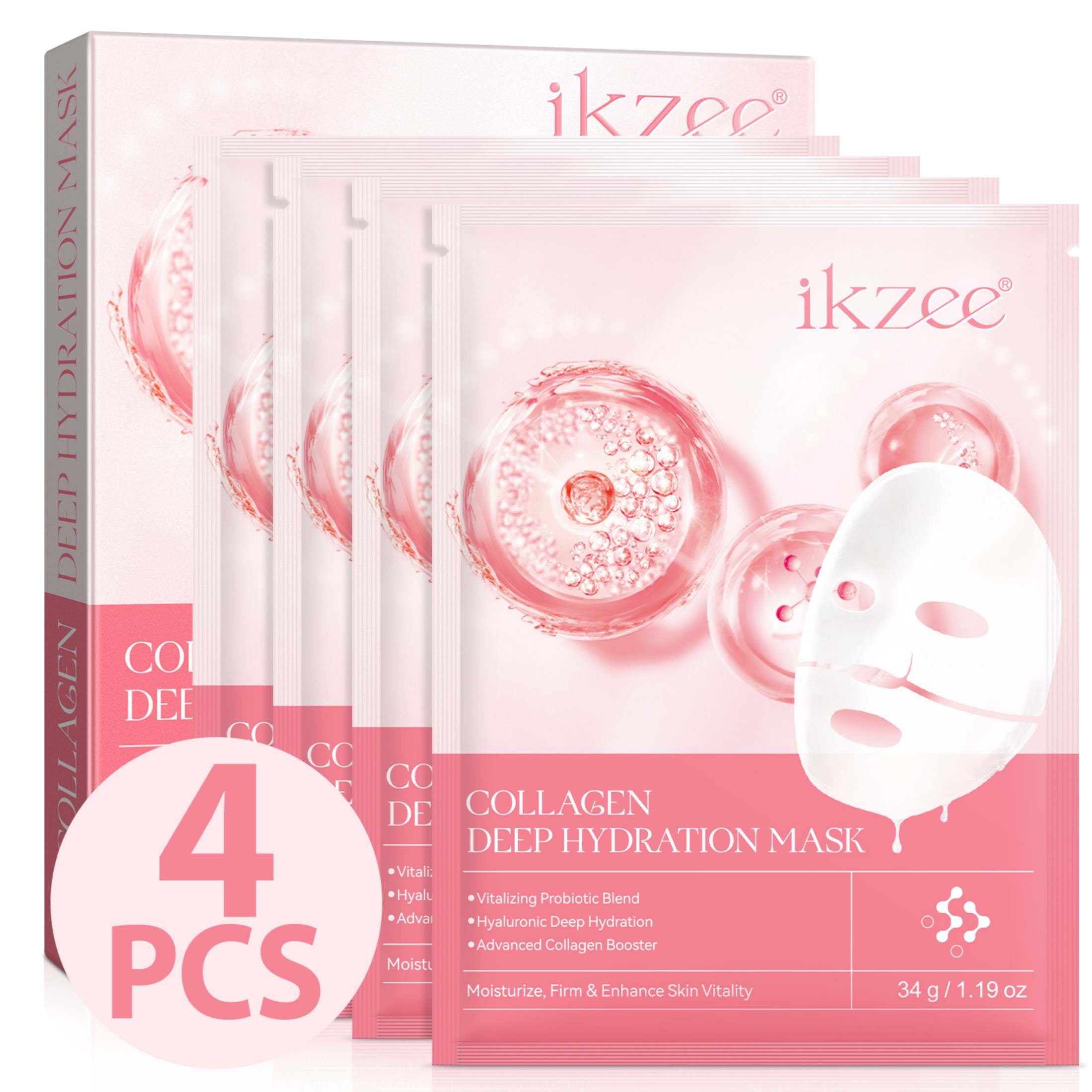 Ikzee Bio Collagen Face Mask,Anti-Aging Hydrating, Moisturize, Deep ...