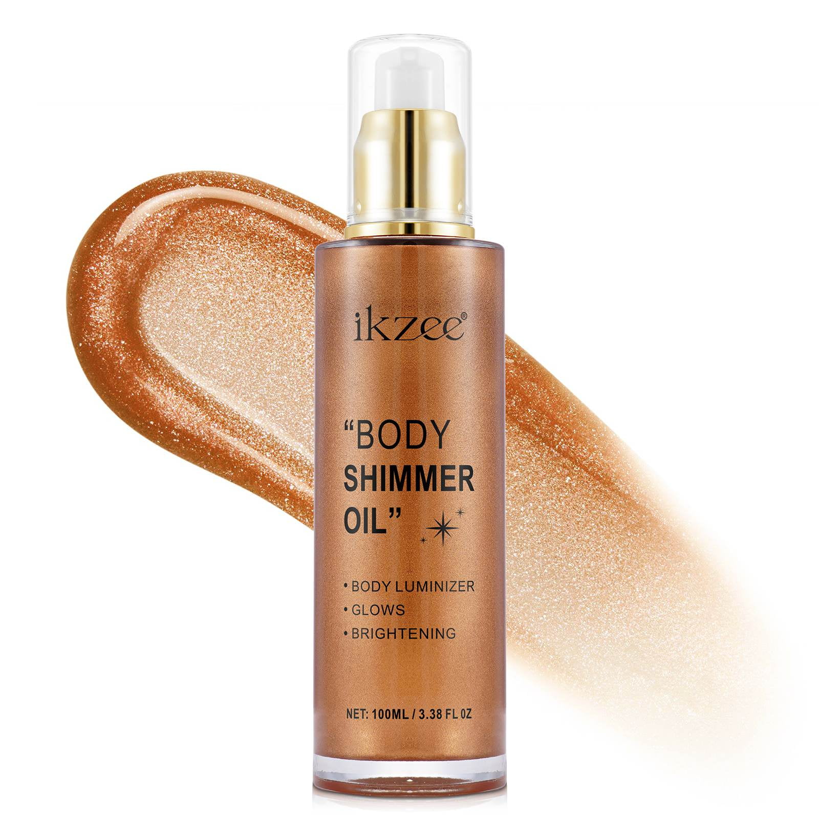 Ikzee Body Shimmer Oil, Liquid Highlighter Bronze Gold Shimmer Body Oil ...