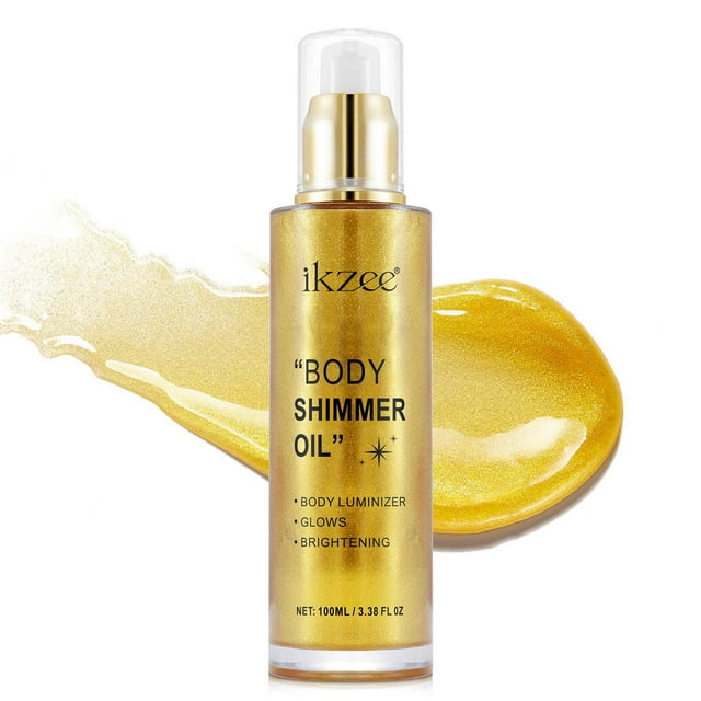 Ikzee Body Shimmer Oil, Liquid Highlighter Gold Shimmer Body Oil, Long ...