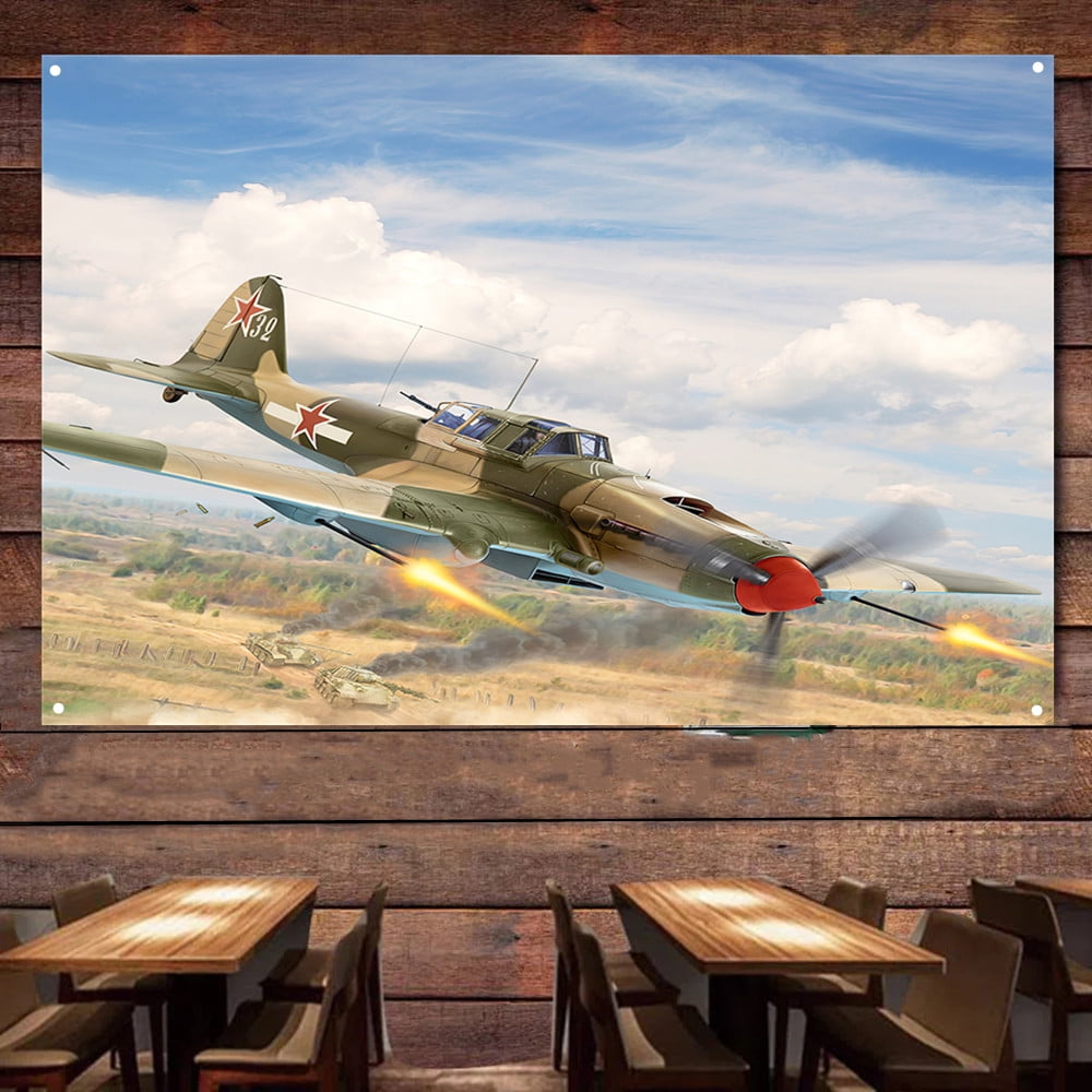 Il-2 with NS-37 Airplane Banner Wall Chart - Military Aviation Poster Wall Hanging Flag For Wall ...