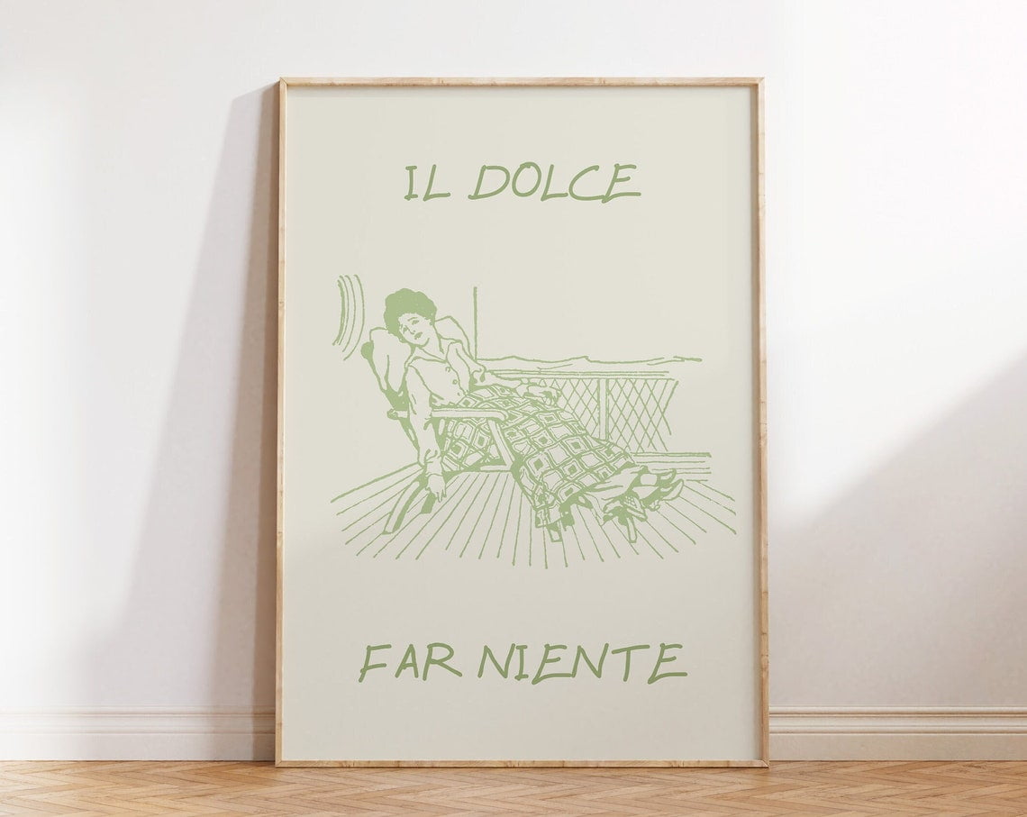 Il Dolce Far Niente Print Italian Wall Art Napping Woman Print Funny ...