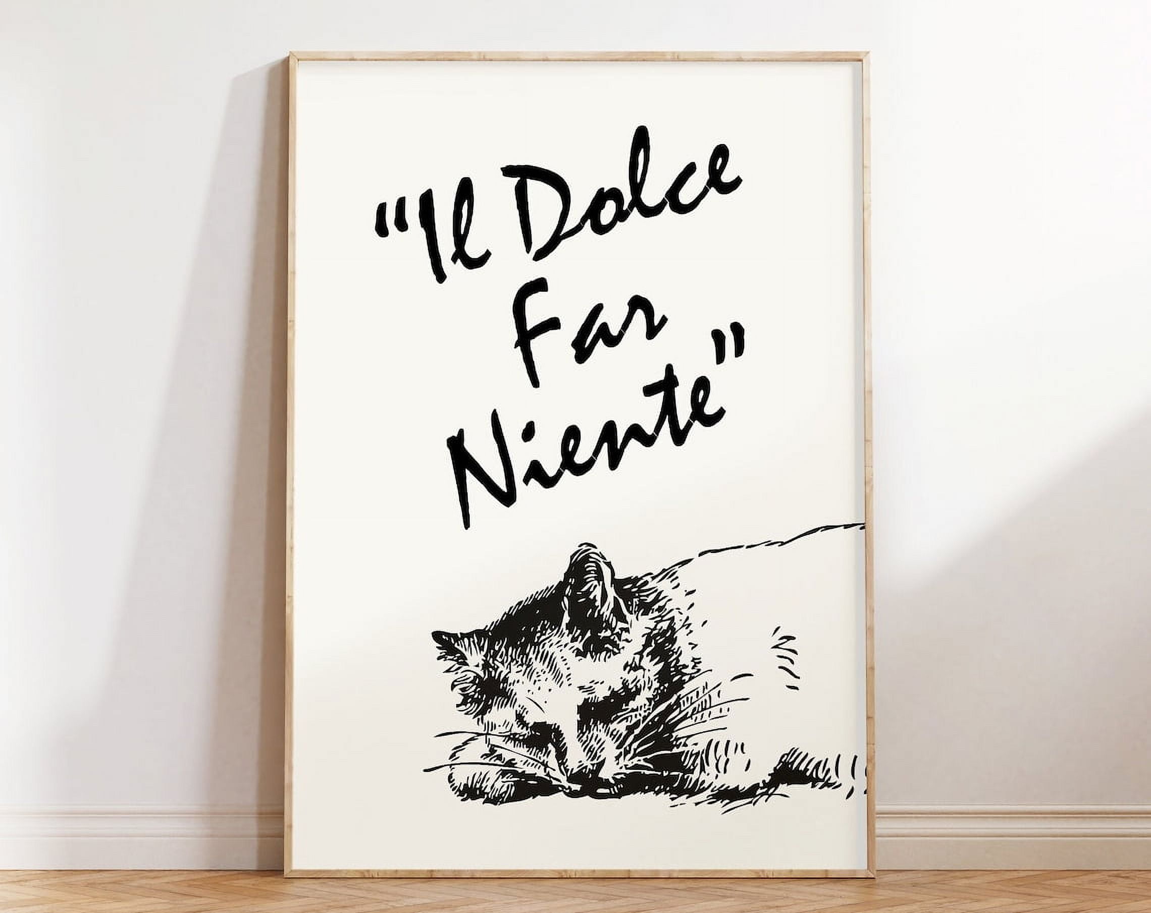 Il Dolce Far Niente Print, Vintage Italian Wall Art, Vintage Cat Poster ...