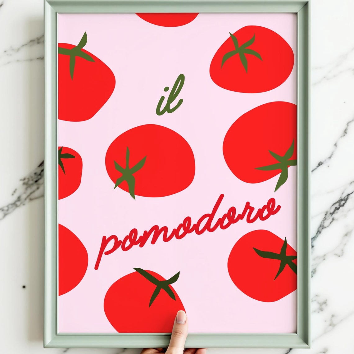 Il Pomodoro Print Tomato Illustration Poster Italian Food Print Pink ...