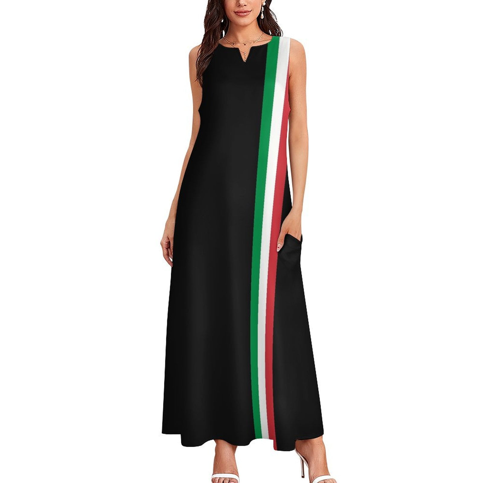 Il Tricolore Italian Flag Long Dress Women's Summer Dress Elegant Guest ...