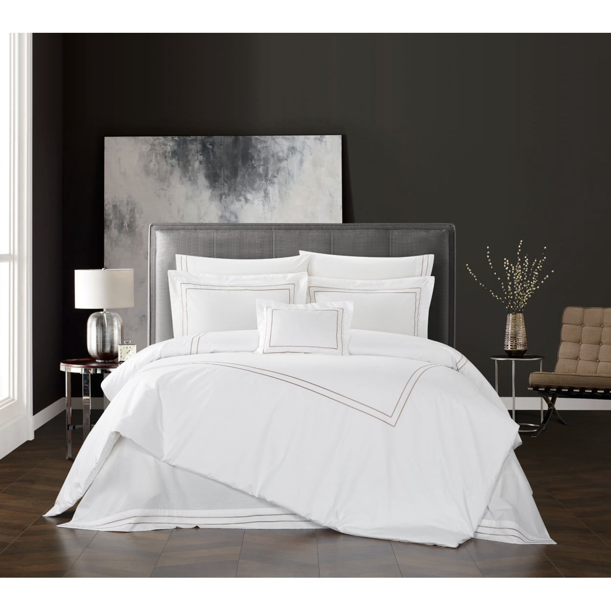 Ilani 4 Piece Cotton Comforter Set Solid White With Dual Stripe ...