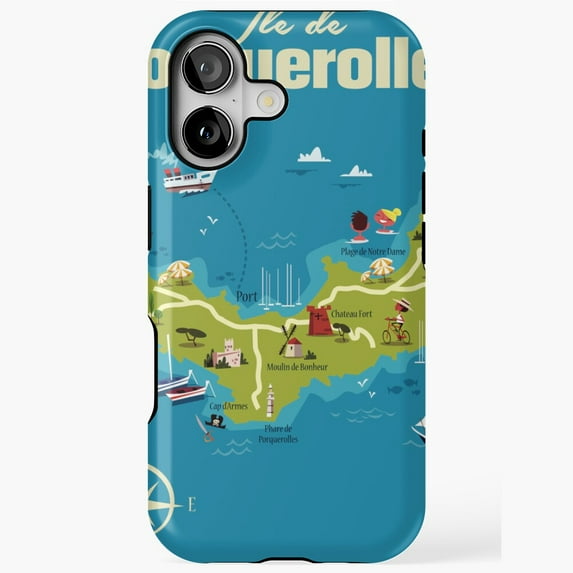 Ile De Porquerolles Map Art Case for iPhone 11 12 13 14 15 16 17 Pro ...