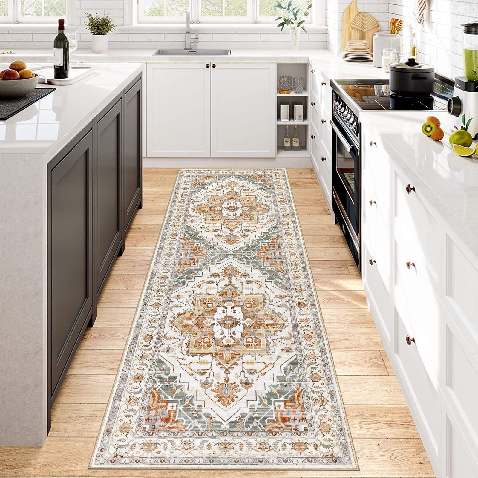 Ileading 2' x 6' Washable Boho Runner Rug with Vintage Persian Floral ...