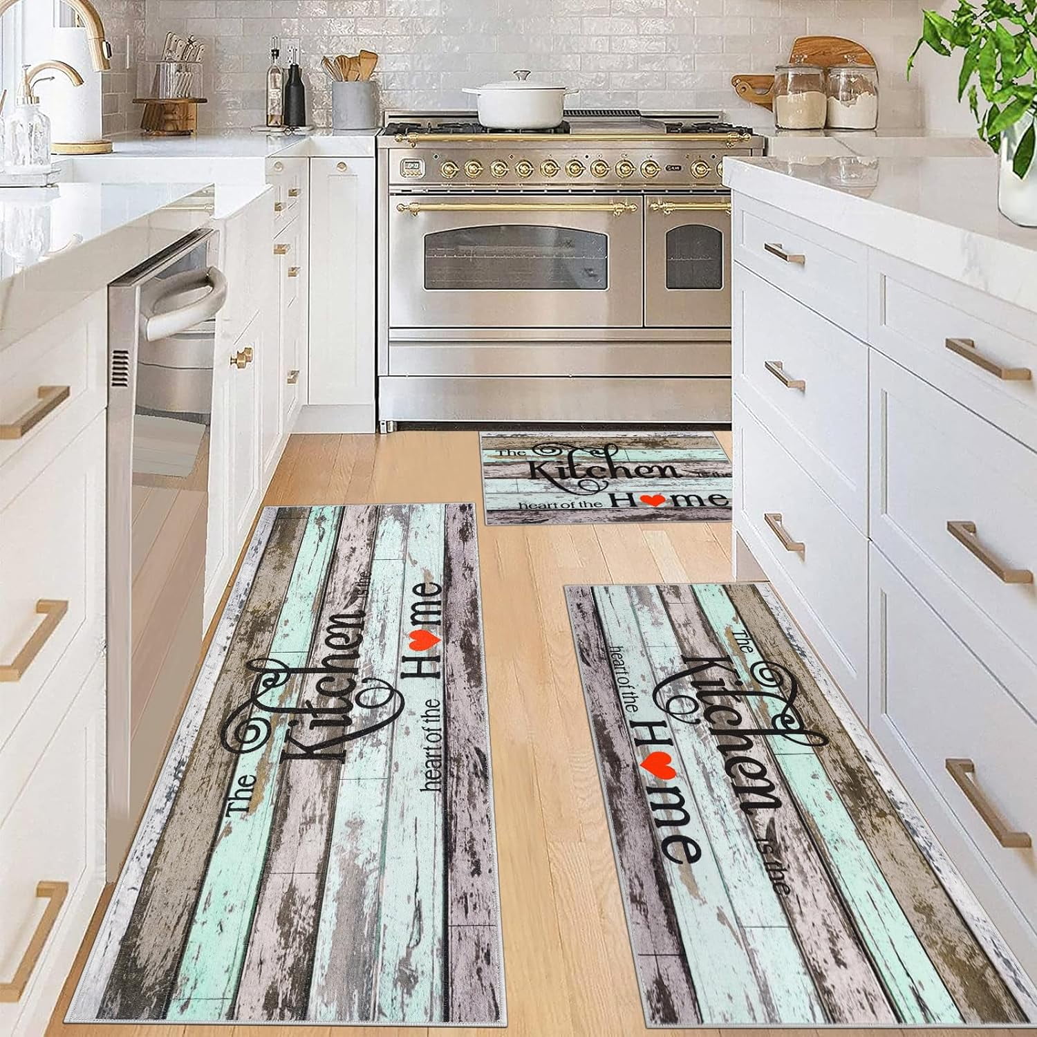 Ileading 3 Pieces Boho Kitchen Rug Sets Non Slip Soft Kitchen Mat Floor ...