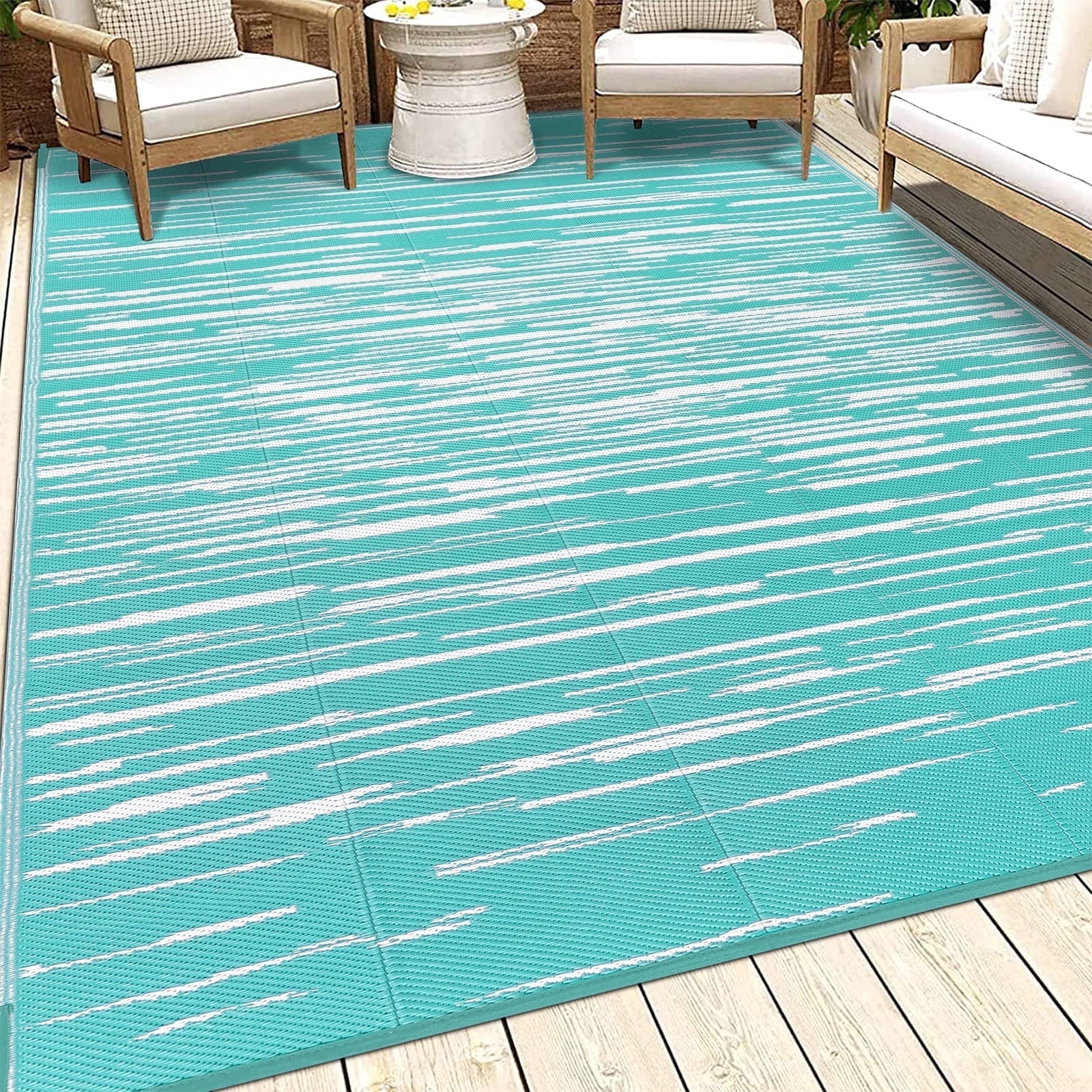 Ileading 6'x9' Reversible Outdoor Rug, Waterproof Plastic Mat for Patio ...