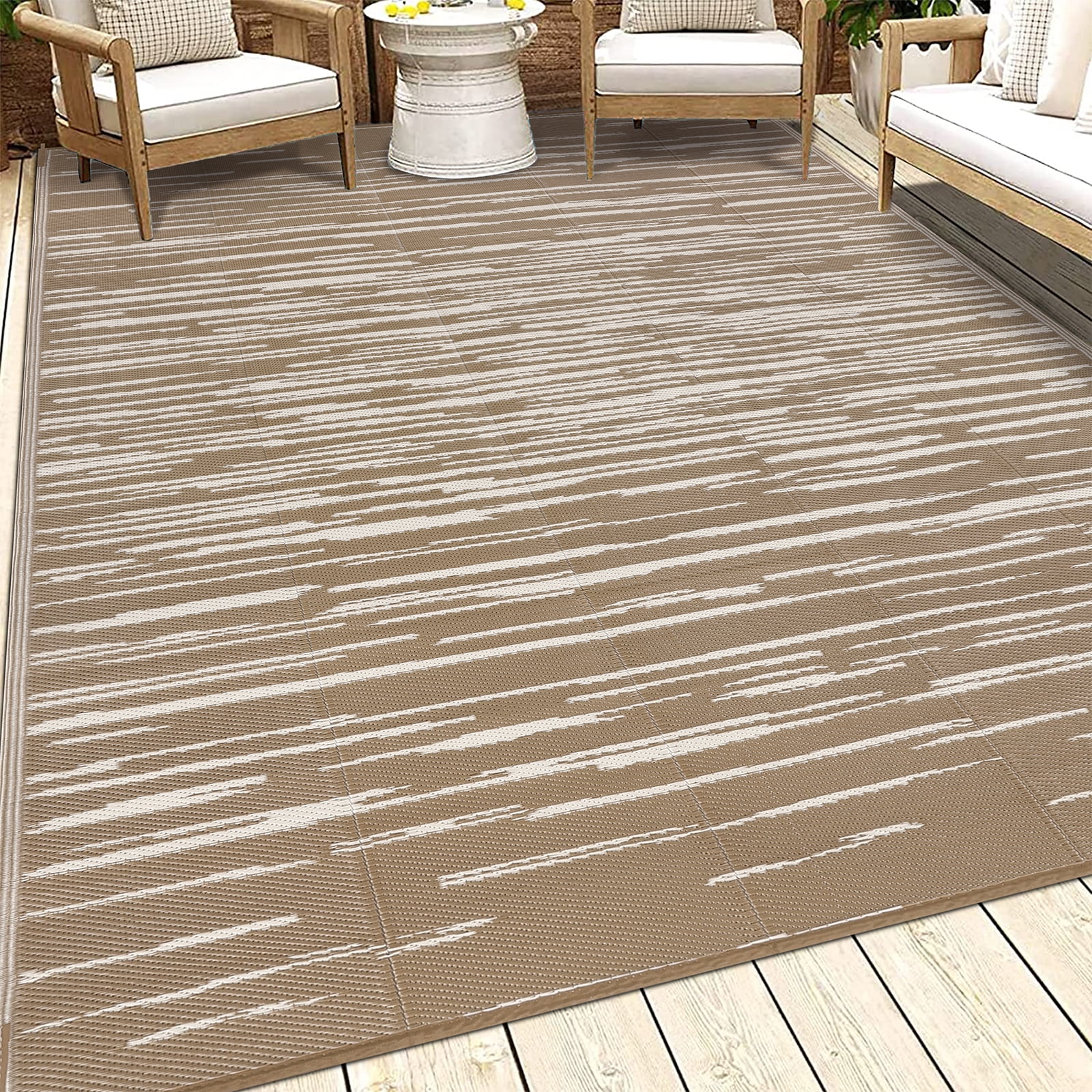 Ileading 6'x 9' Reversible Outdoor Rug, Waterproof Mat for Patio ...