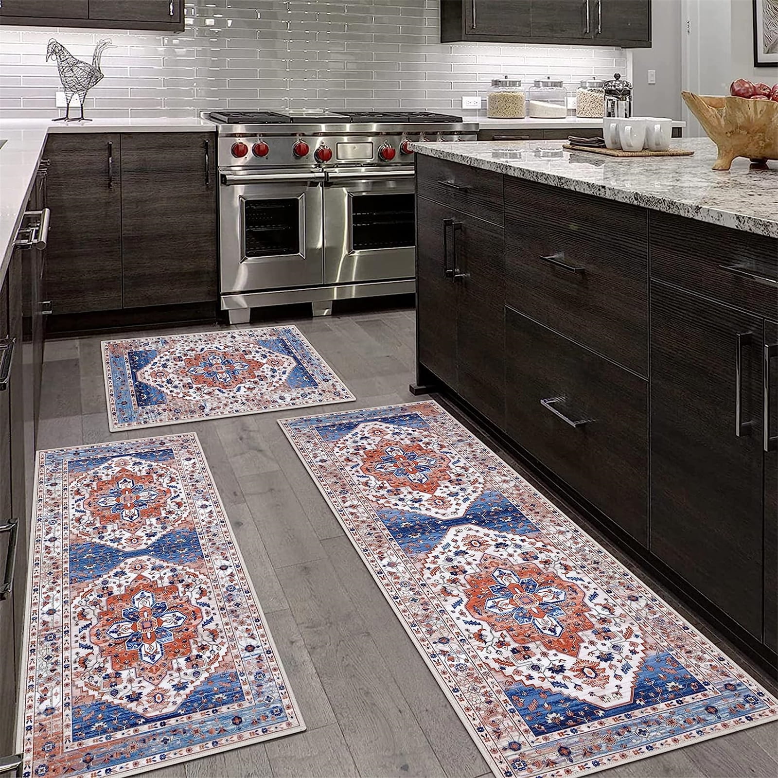 Ileading Comfort Boho Kitchen Rug Sets 3 Piece Runner Mats, Non Skid ...