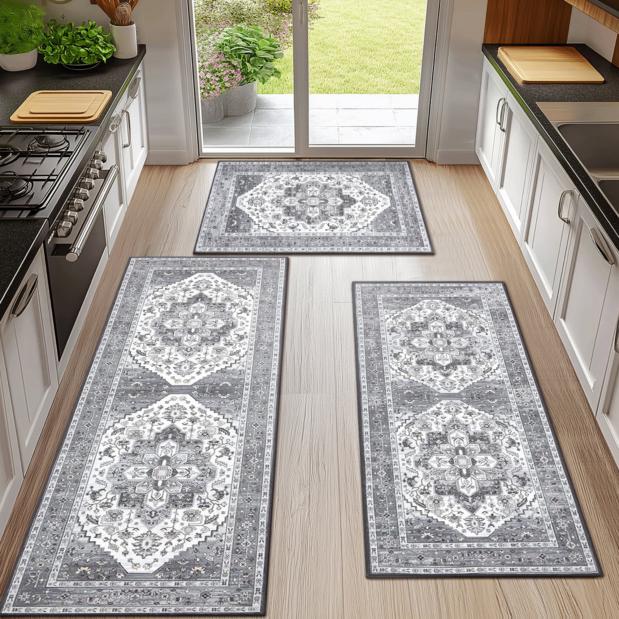 Ileading Boho 3 Piece Kitchen Rug Sets, Non Skid, Washable, Long ...