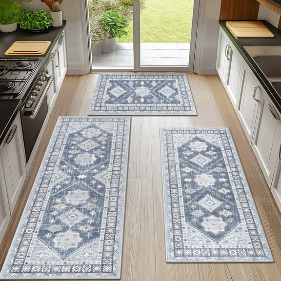 Boho Kitchen Rug Sets 3 Piece with Runner Non Slip Kitchen Rugs and ...