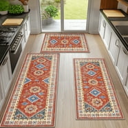 Ileading Boho 3-Piece Kitchen Rugs Set, Non Skid, Machine Washable with ...