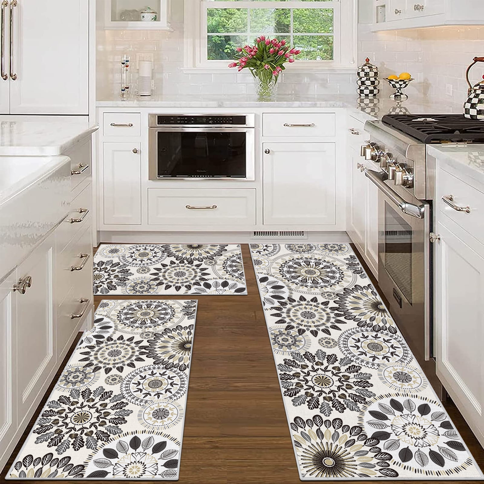 Ileading Boho 3 Piece Kitchen Rug Set, Non Slip, Washable, Farmhouse ...