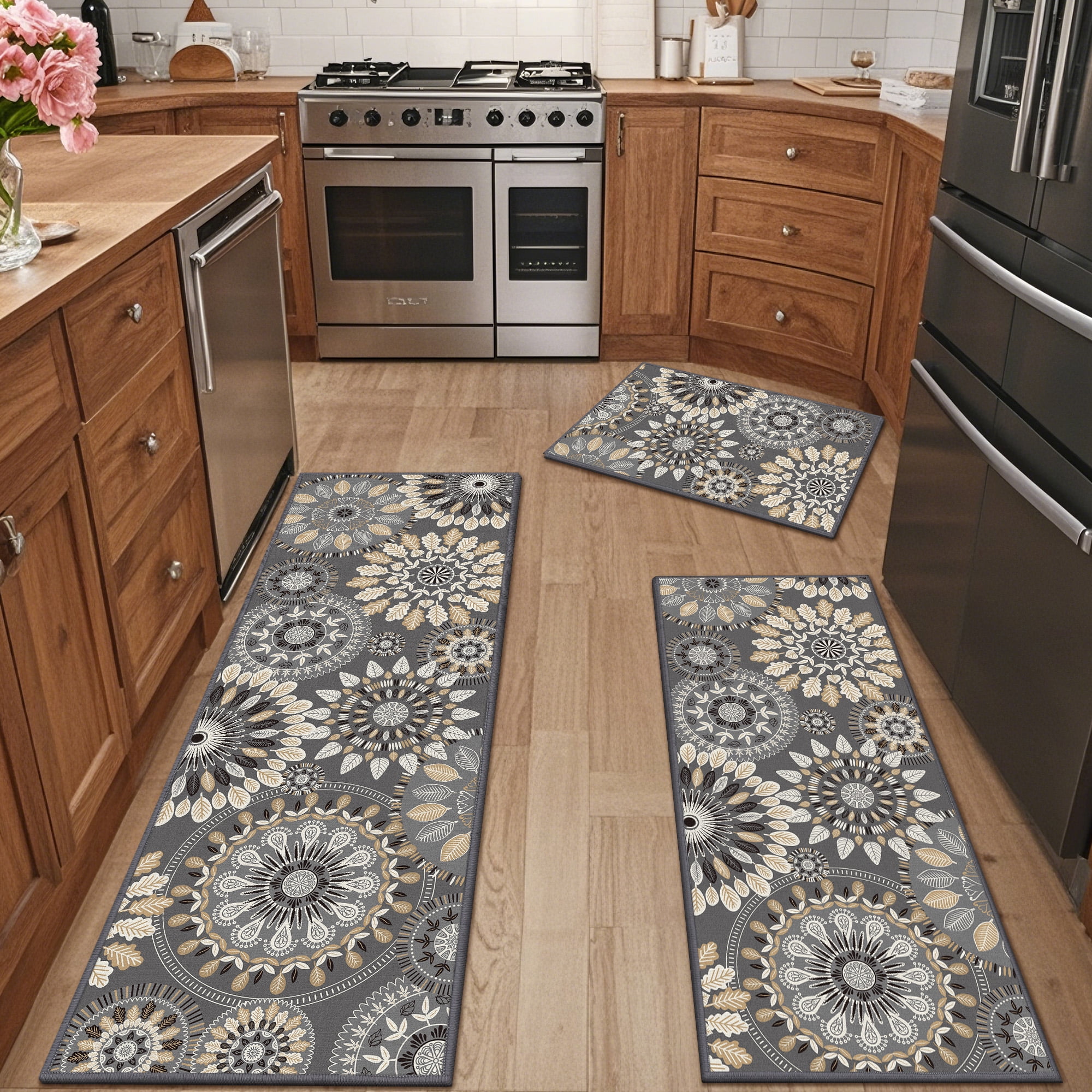 Free Shipping! Ileading Boho Kitchen Rugs Sets 3 Piece with Runner Non ...