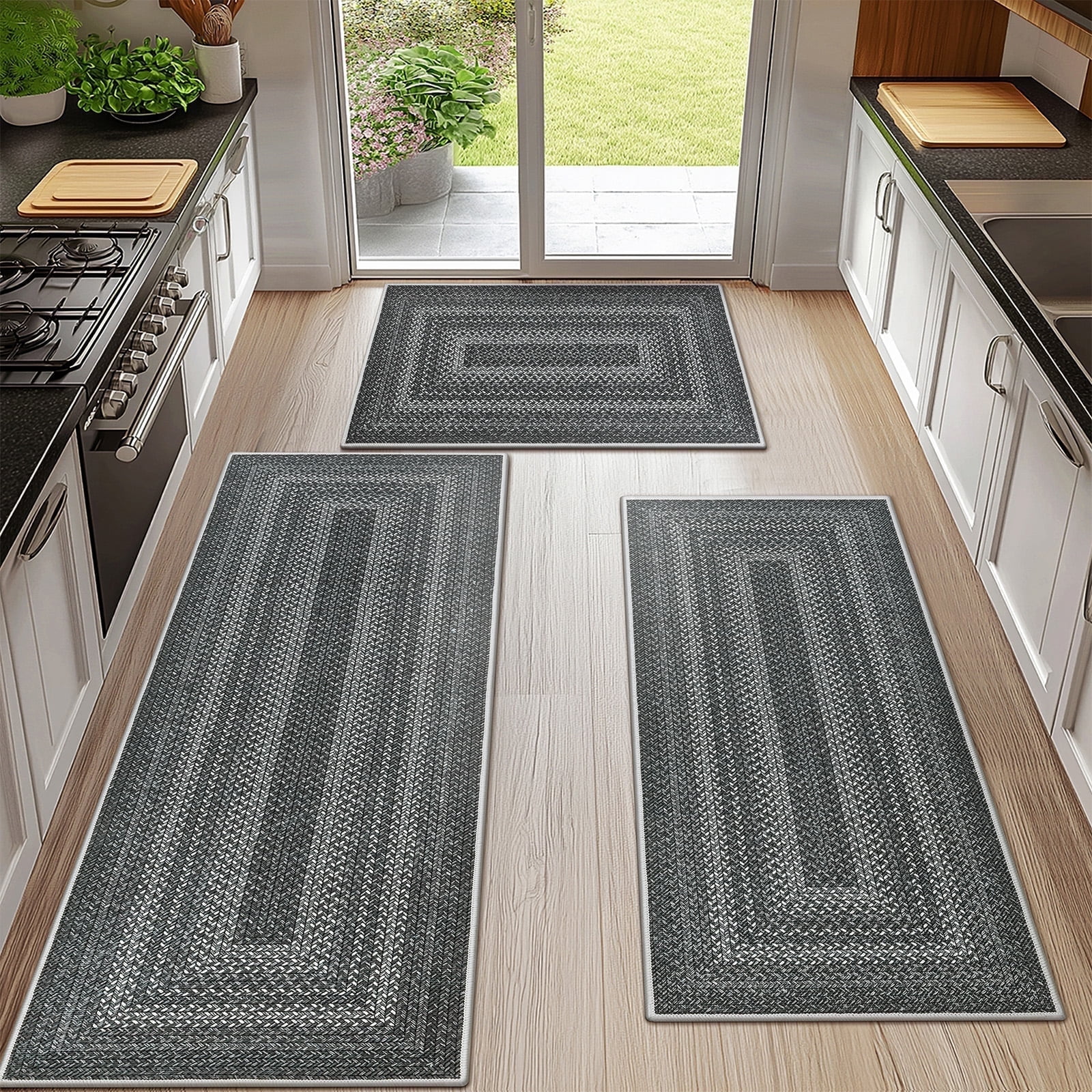 Ileading Boho Kitchen Rugs Sets 3 Piece with Runner Non Slip Kitchen ...