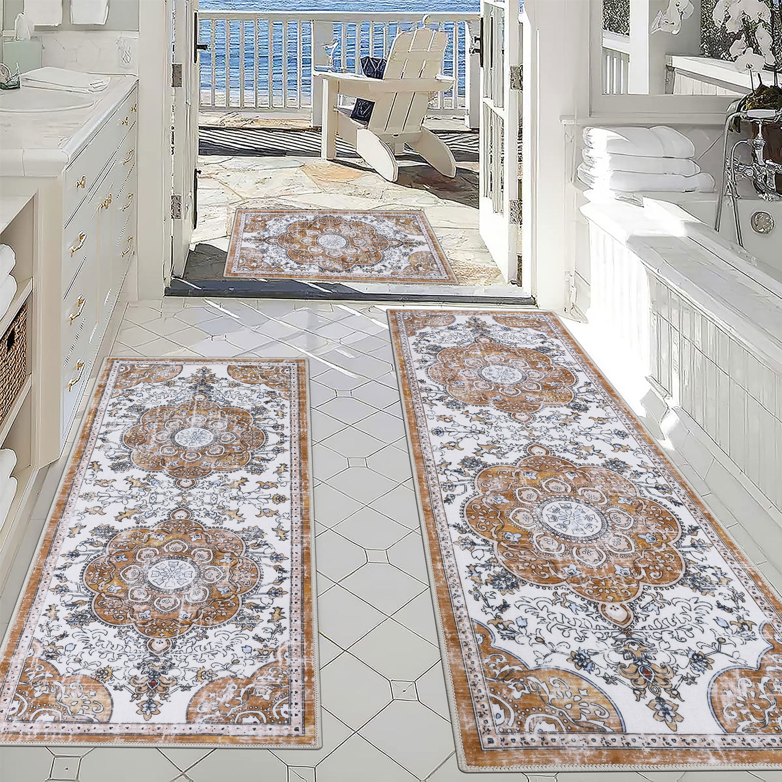 Boho Kitchen Rugs Sets 3 Piece with Runner Non Slip Kitchen Mats for ...