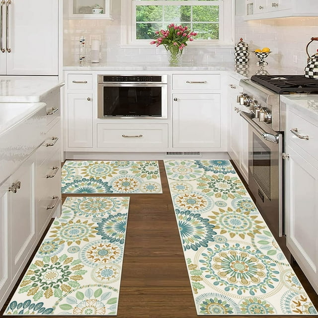 Ileading Boho Kitchen Rugs Sets 3 Piece with Runner Non Slip Kitchen ...