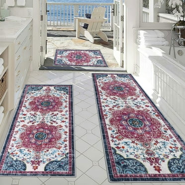 Free Shipping! Ileading 3 Pieces Boho Kitchen Rug Sets Non Slip Soft ...