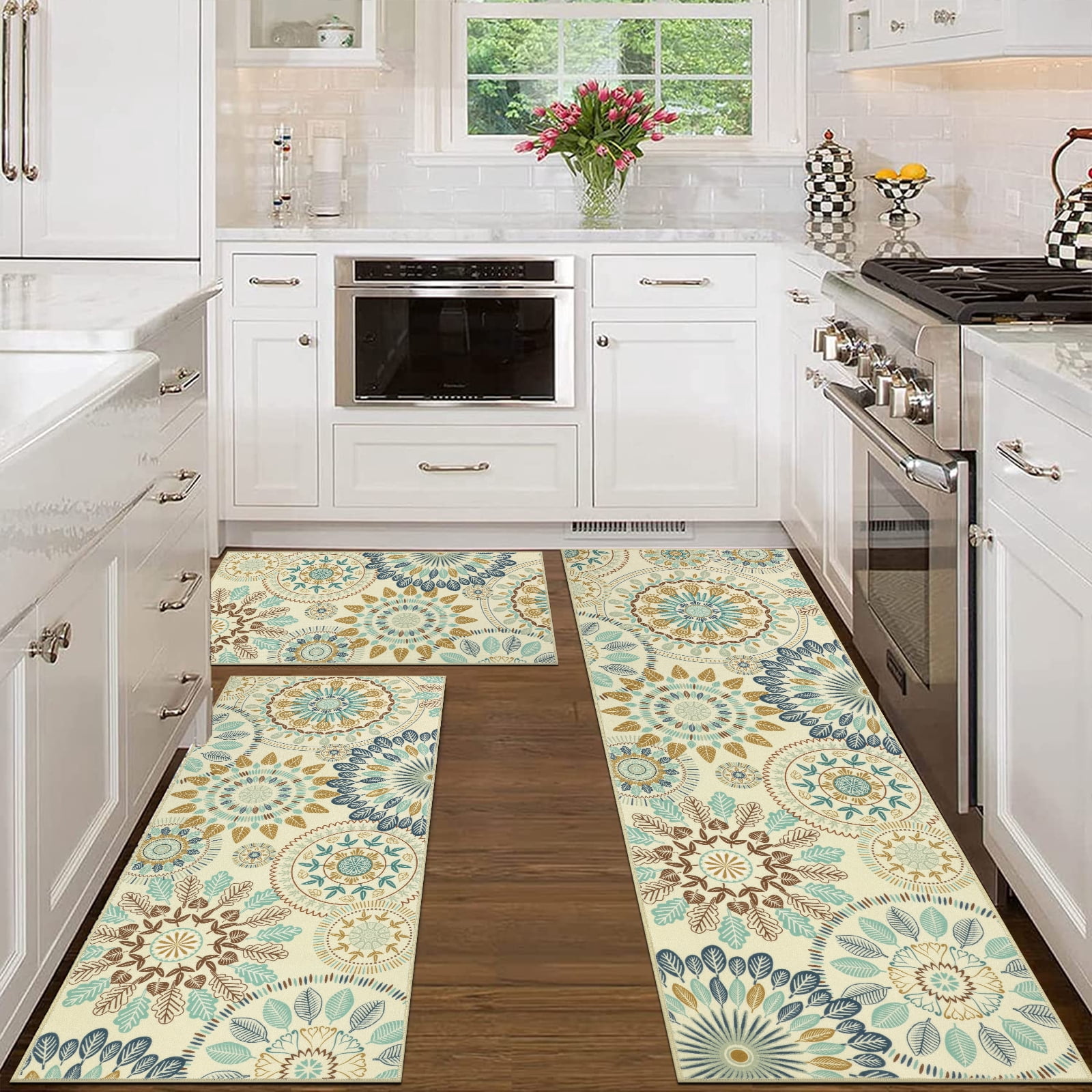 Ileading Boho Kitchen Rugs Sets 3 Piece with Runner Non Slip Kitchen ...