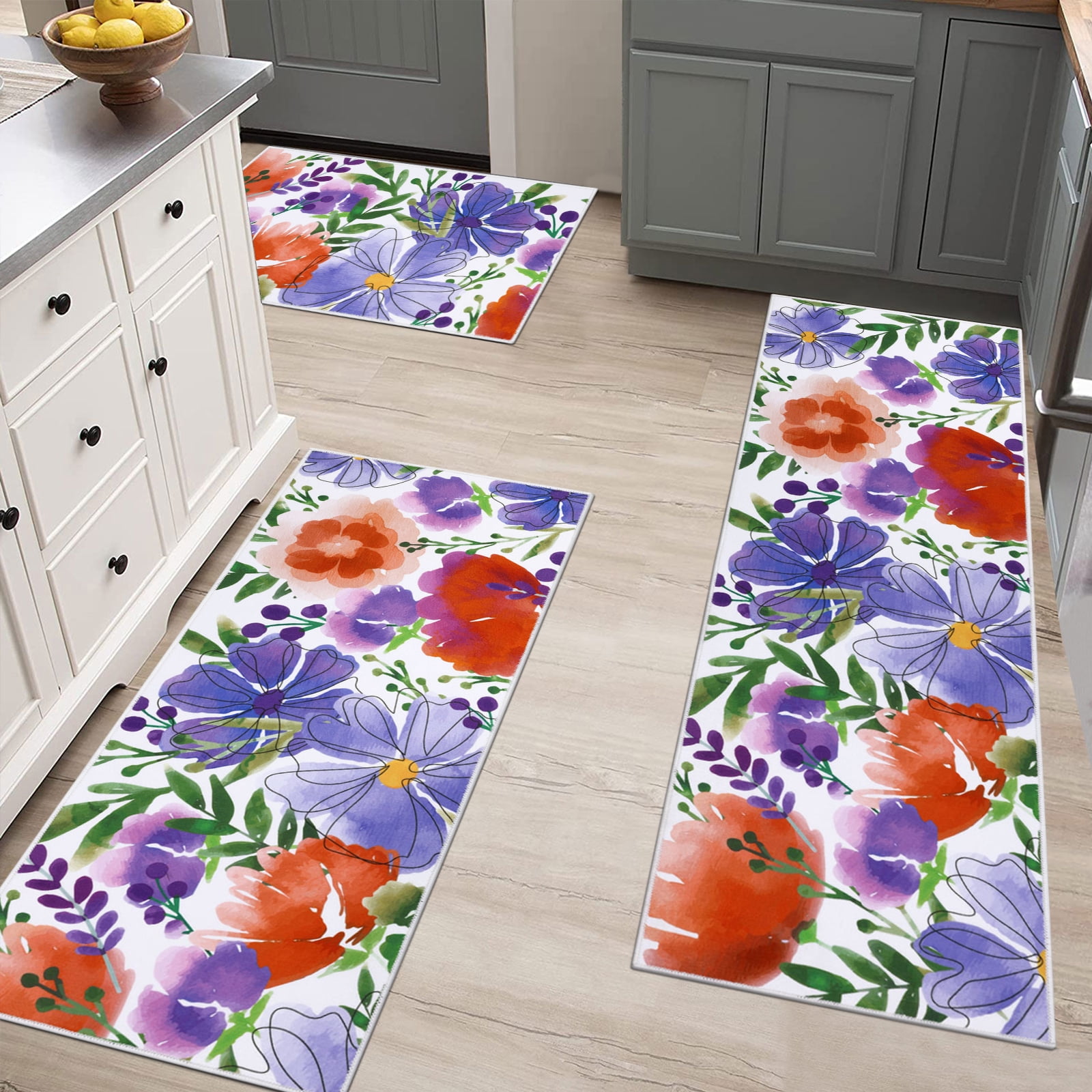 Ileading Boho Kitchen Rugs Sets of 3 Kitchen Runner Rugs and Mats Non ...