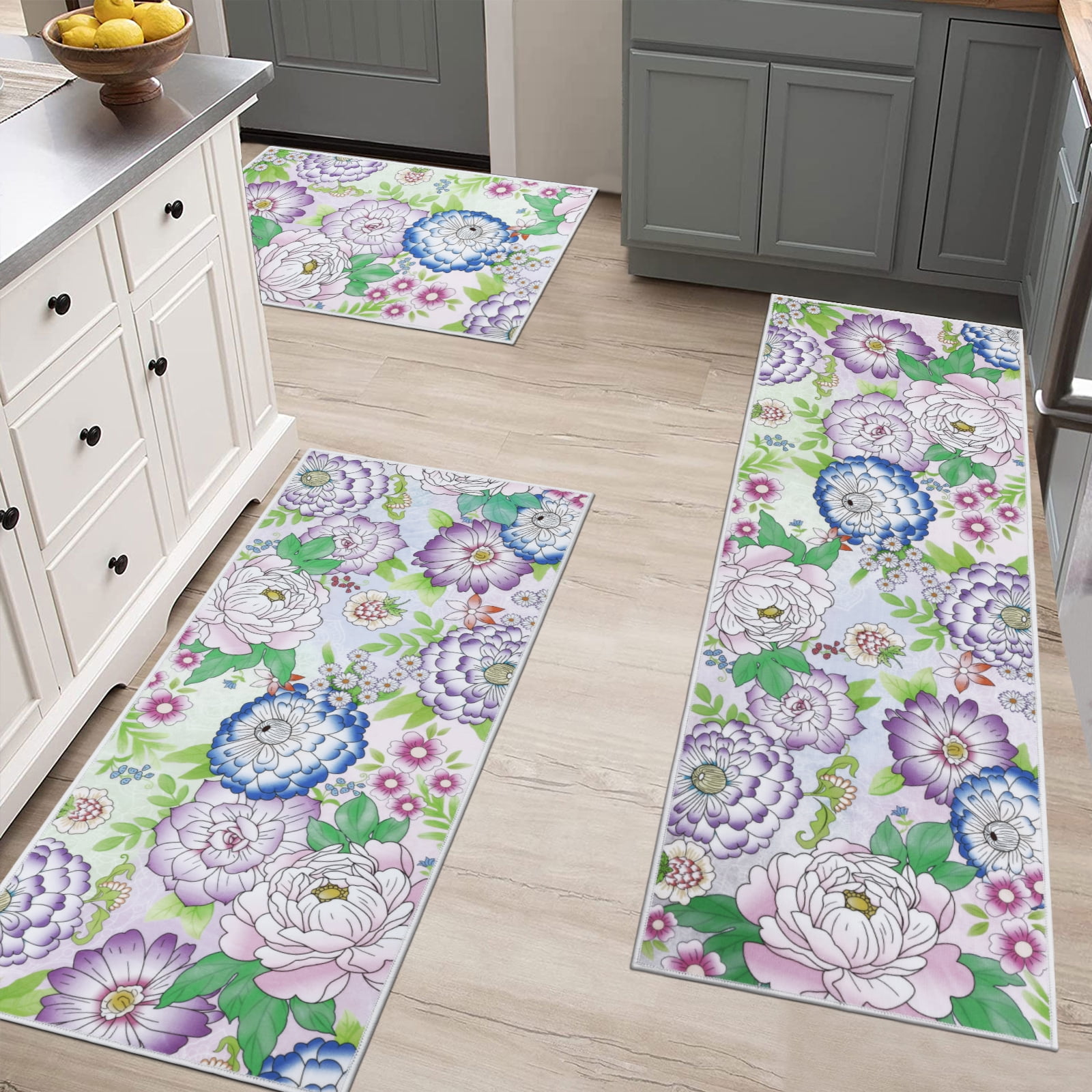 Ileading Boho Kitchen Rugs Sets of 3 Kitchen Runner Rugs and Mats Non ...