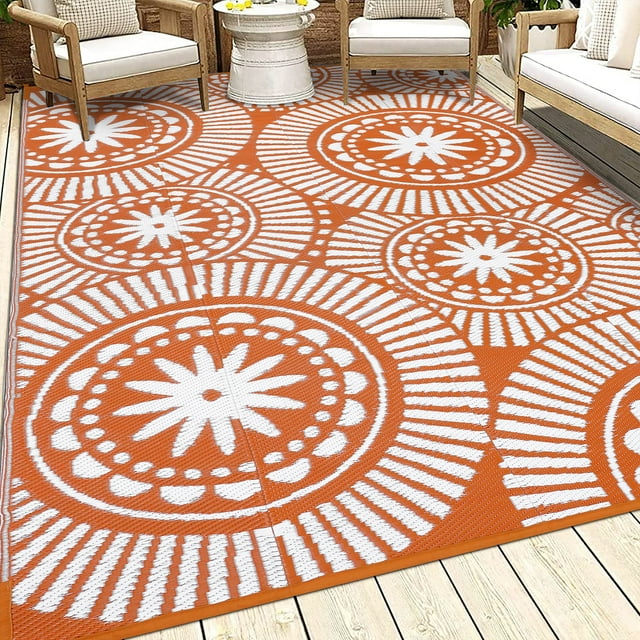 Ileading 6'x9' Reversible Outdoor Rug, Waterproof for Patio, RV ...