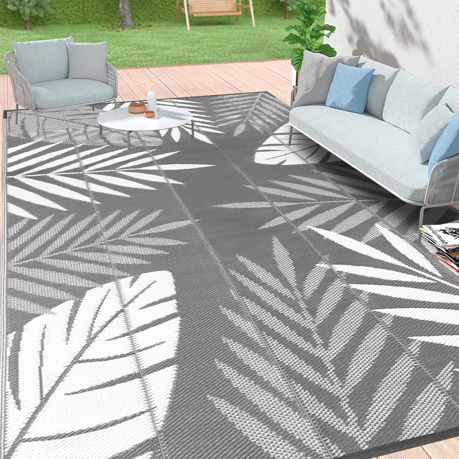 Ileading Outdoor Plastic Straw Rug 9x12 Waterproof Portable Camping