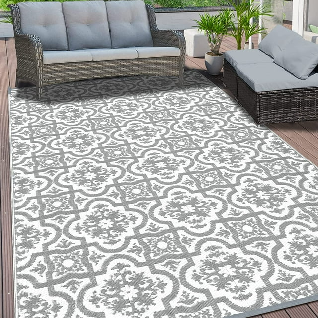 Ileading 6'x9' Reversible Patio Rug, Durable Waterproof Plastic Straw ...