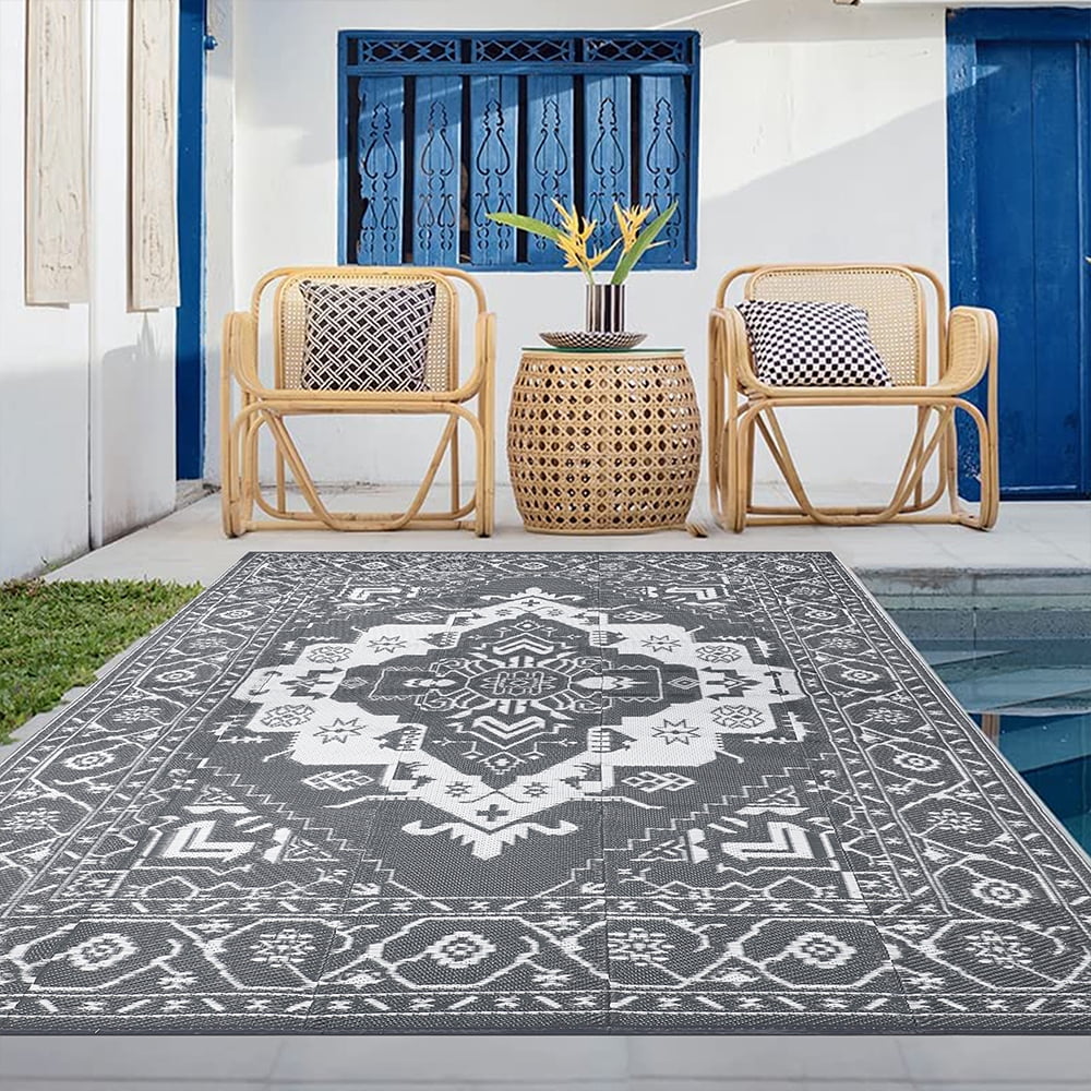 Ileading 9x12 Reversible Outdoor Rug Waterproof Portable Plastic
